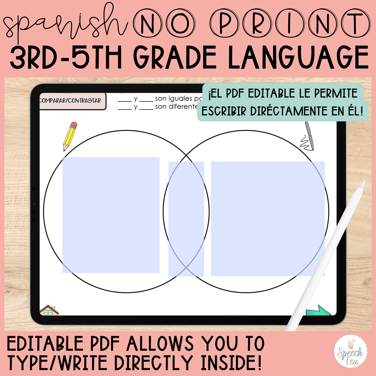 SPANISH No Print Language 3rd to 5th for Speech Therapy – SpeechTea