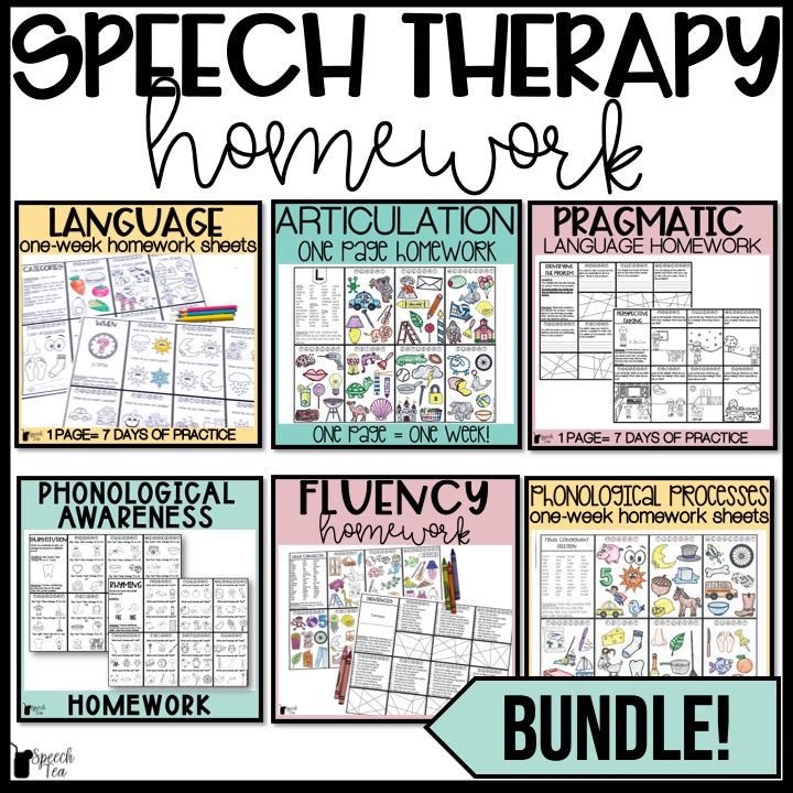 Speech Therapy Homework Bundle – SpeechTea