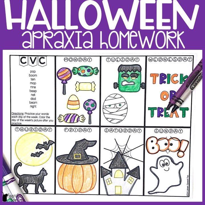 Halloween Apraxia Homework – SpeechTea
