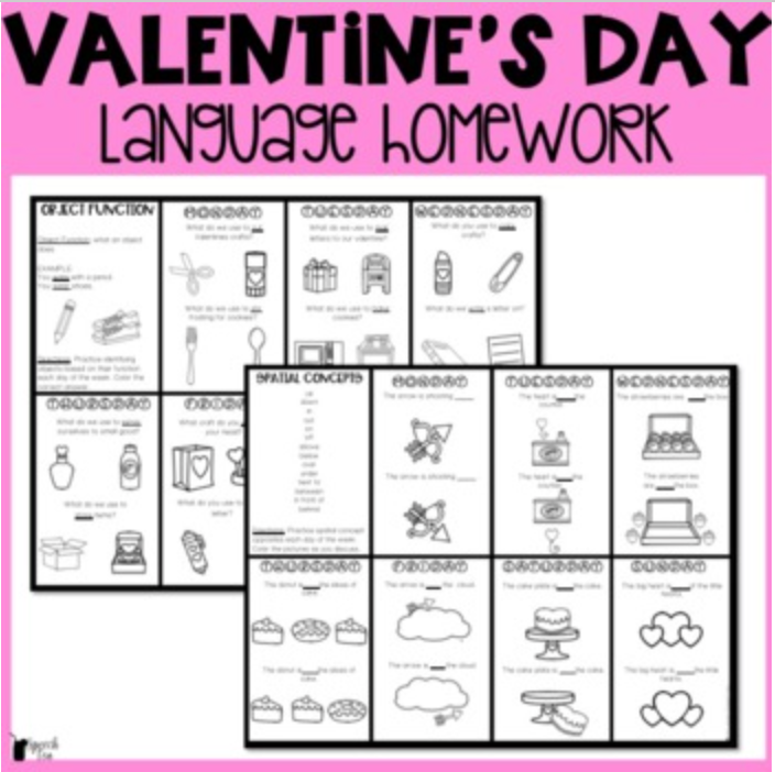 Valentine's Day Language Homework Sheets – SpeechTea