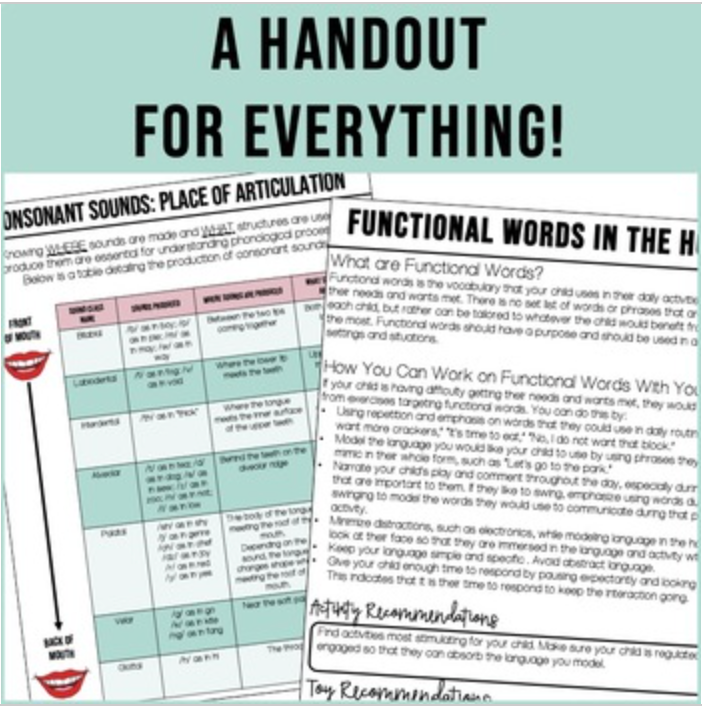 The Ultimate Toolkit of Speech Therapy Handouts GROWING Bundle – SpeechTea