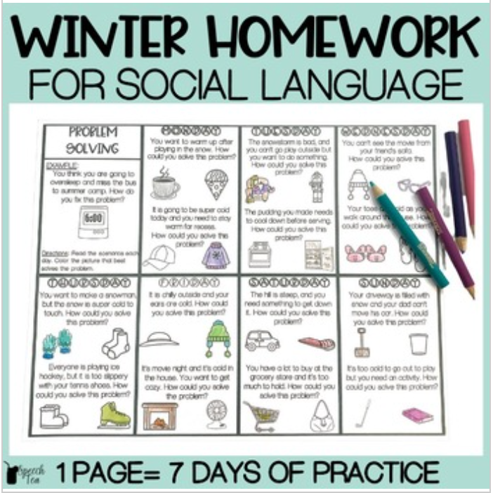Winter Social Language Homework – SpeechTea
