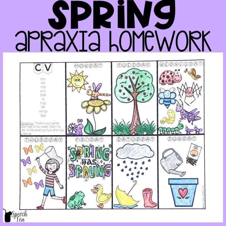 Spring Apraxia Homework for Speech Therapy – SpeechTea