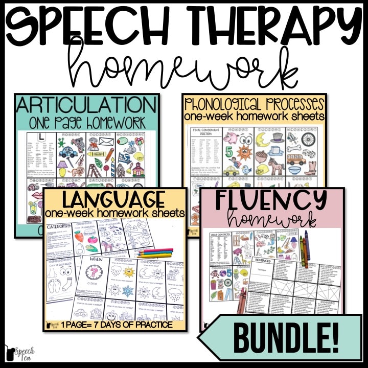Speech Therapy Homework Bundle – SpeechTea