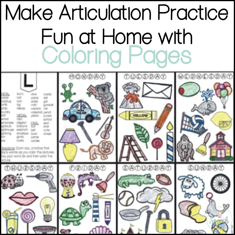 Fun & Easy Articulation Homework with Coloring Pages – SpeechTea