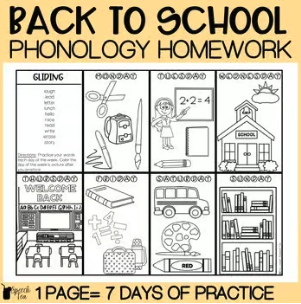 Back to School Speech Therapy Homework for Phonological Processes ...