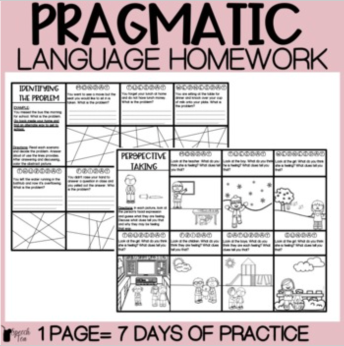 Pragmatic Language Homework Color Sheets – SpeechTea