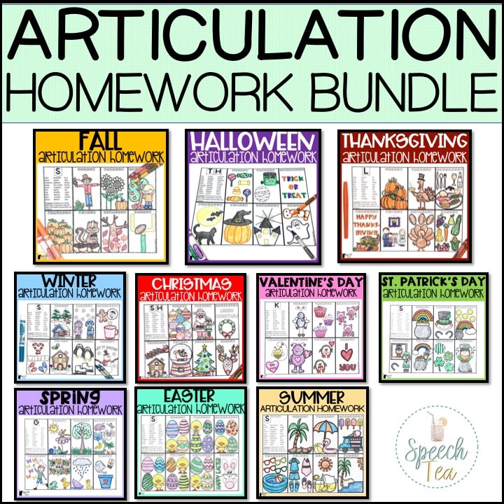 Articulation Homework Bundle – SpeechTea