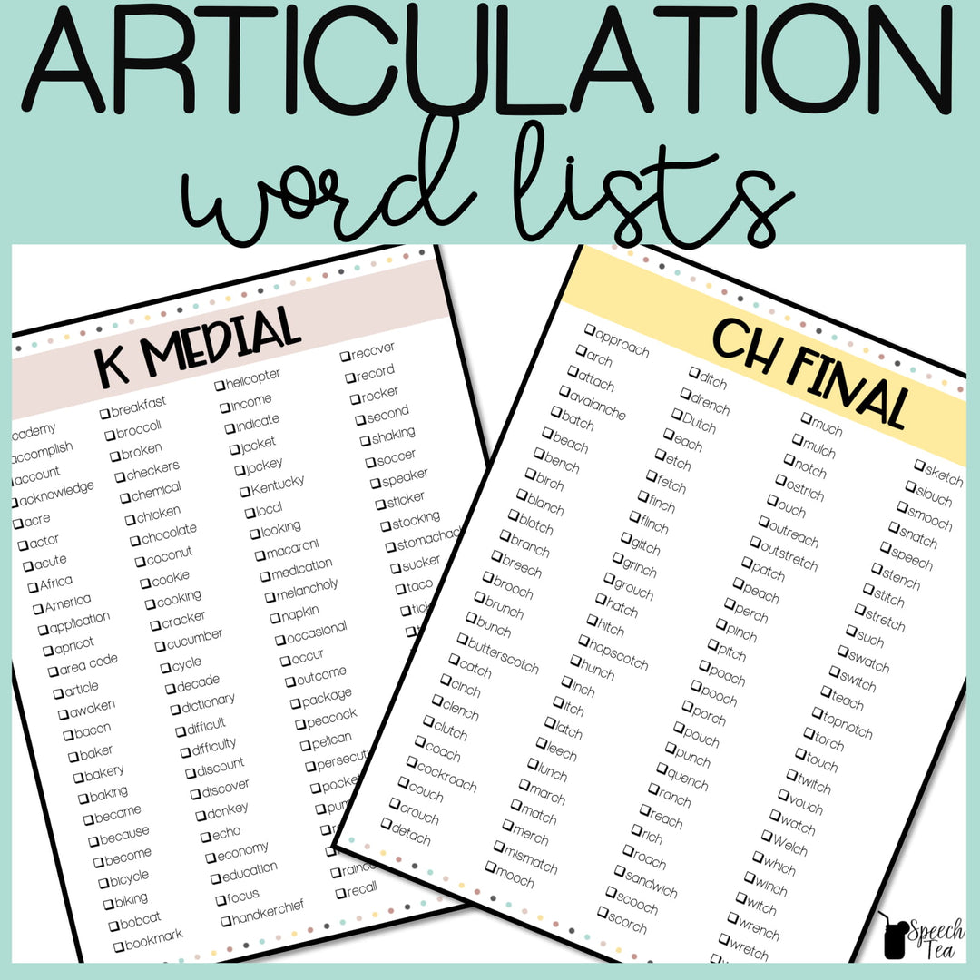 Articulation Word Lists – SpeechTea