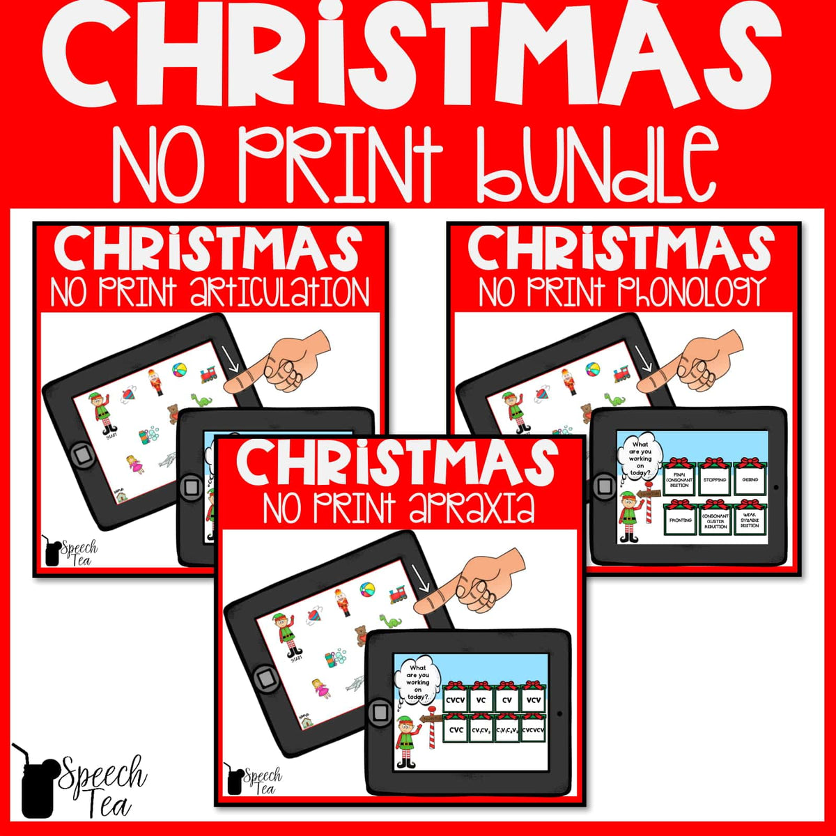 Christmas Speech Therapy NO PRINT Bundle – SpeechTea